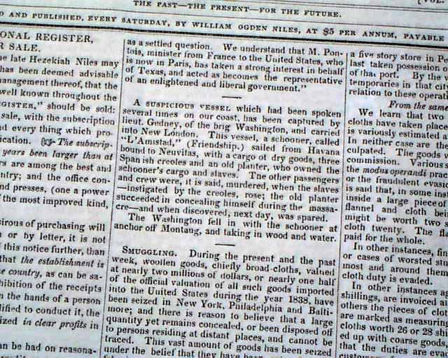 The Amistad... Suspicious vessel captured... - RareNewspapers.com