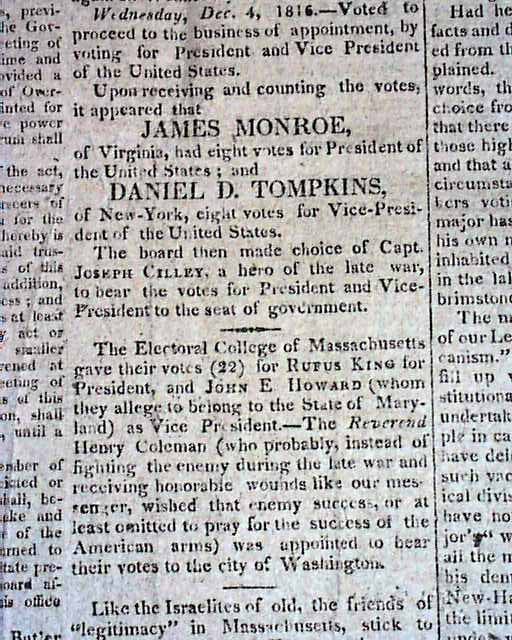 1816 James Monroe... - RareNewspapers.com