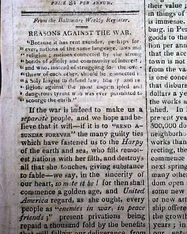 Recruitmant ad for the War of 1812... Madison's state-of-the-union ...