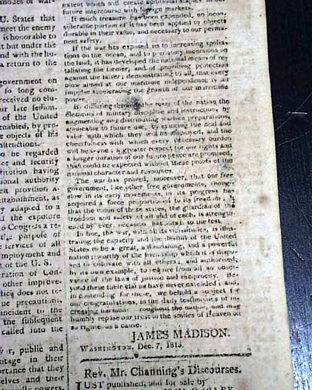 Recruitmant ad for the War of 1812... Madison's state-of-the-union ...