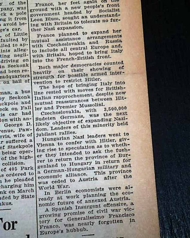 Hitler's takeover of Austria... - RareNewspapers.com
