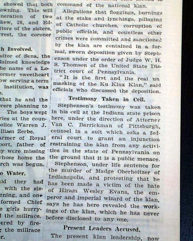 Ku Klux Klan w/ D. C. Stephenson.... - RareNewspapers.com