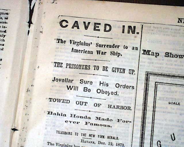 1873 Virginius surrenders to U.S. Navy... - RareNewspapers.com