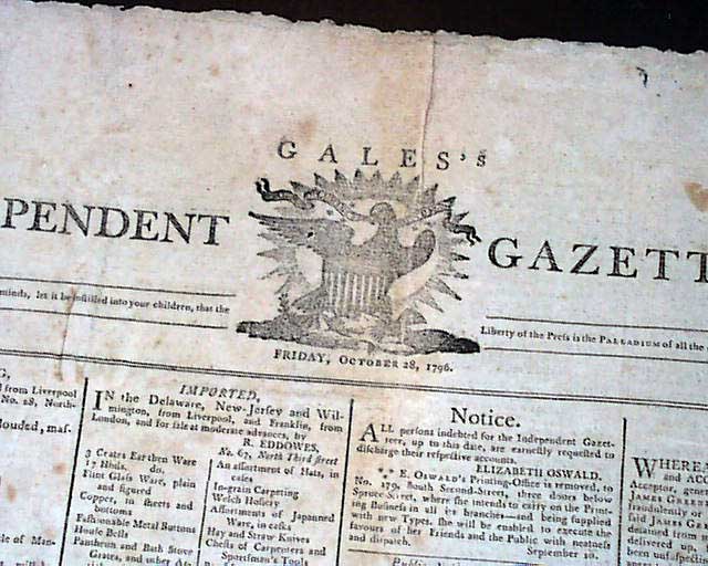A rare Philadelphia title from 1796... - RareNewspapers.com
