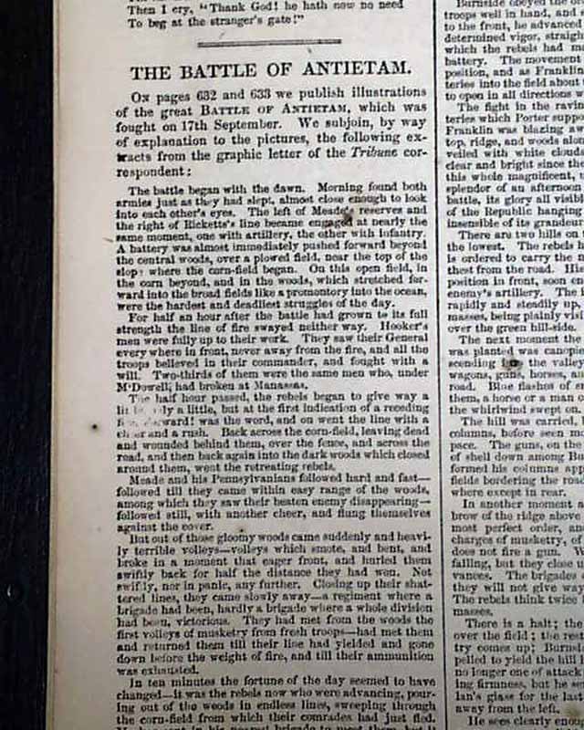 Emancipation Proclamation & battle of Antietam... - RareNewspapers.com