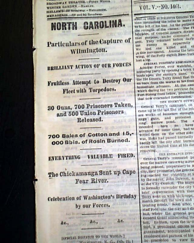 Wilmington, North Carolina.... Civil War ending... - RareNewspapers.com