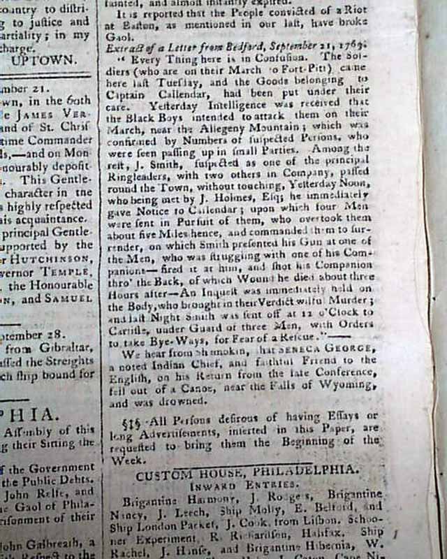 1769 Colonial Pennsylvania... Fort Pitt... - RareNewspapers.com