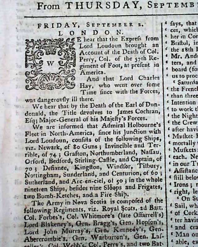 News from America... The French & Indian War... - RareNewspapers.com