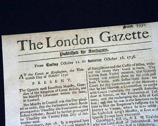 World's Oldest NEWSPAPER 1736 Gazette 271 YEARS OLD... - RareNewspapers.com