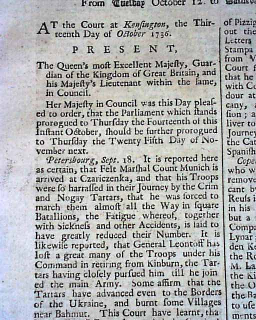 World's Oldest NEWSPAPER 1736 Gazette 271 YEARS OLD... - RareNewspapers.com