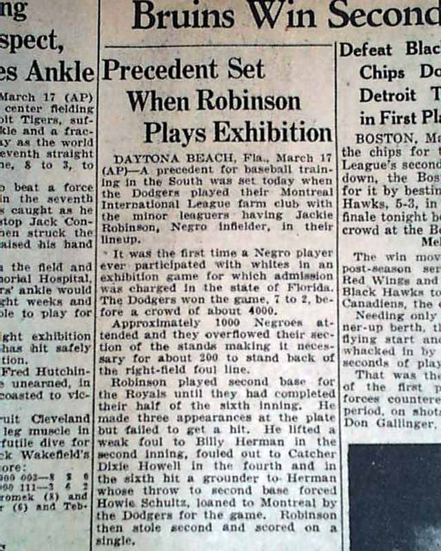 Jackie Robinson breaks the color barrier... - RareNewspapers.com