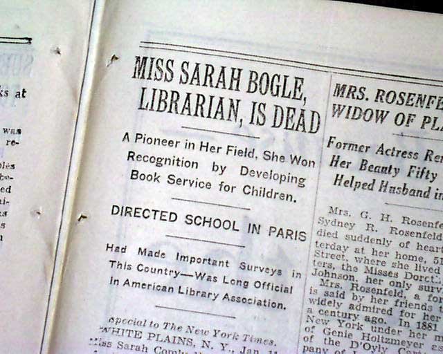 Sarah Bogle death... librarian... - RareNewspapers.com