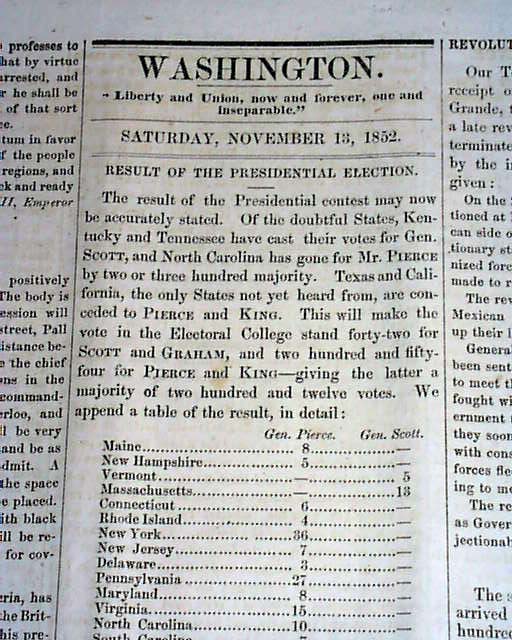 1851 Presidential Election - Pierce vs. Scott - RareNewspapers.com