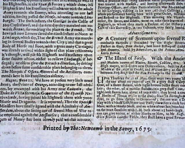Very Early Virginia Mention In The Year 1675 - RareNewspapers.com