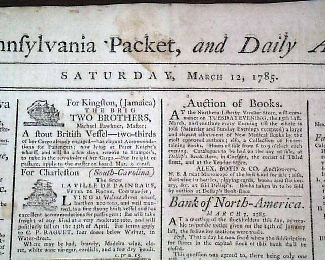 1785 Philadelphia Newspaper... - RareNewspapers.com