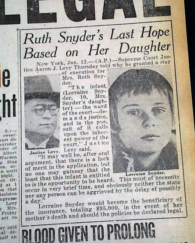 Ruth Snyder to be executed that evening... - RareNewspapers.com