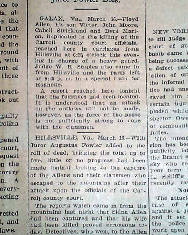 Floyd Allen... Hillsville, Virginia shootout.... - RareNewspapers.com