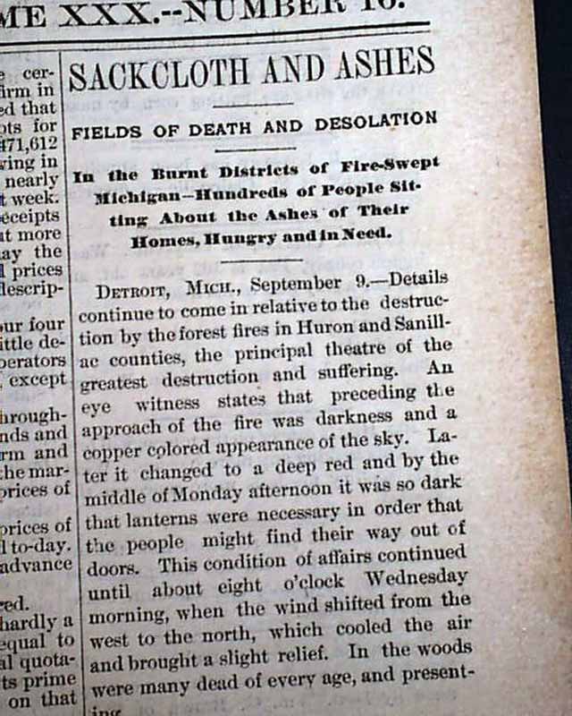 The great 1881 Thumb Fire in Michigan... - RareNewspapers.com