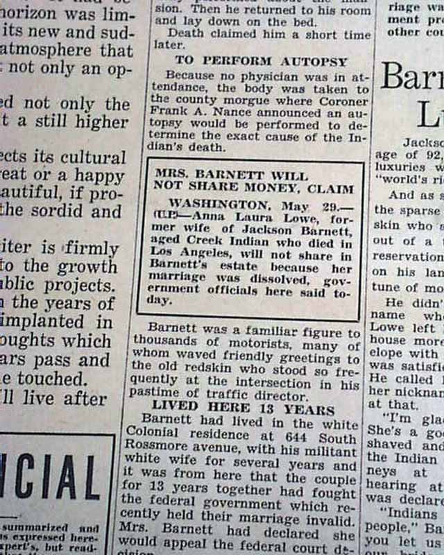 Jackson Barnett death... "The World's richest Indian ...