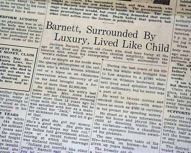 Jackson Barnett death... "The World's richest Indian ...