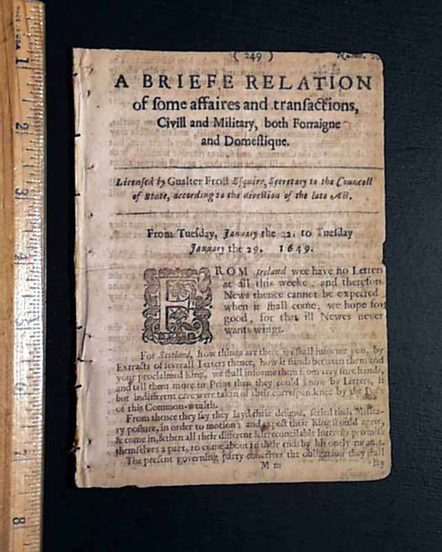 Rare 1649 newsbook/newspaper... - RareNewspapers.com