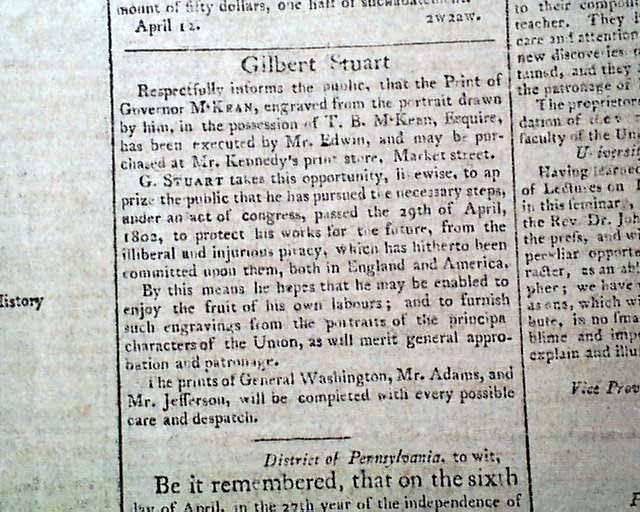 Parson Weems' book on George Washington... Famed artist Gilbert Stuart ...