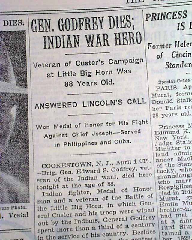 Custer's Massacre survivor death in 1932.... - RareNewspapers.com