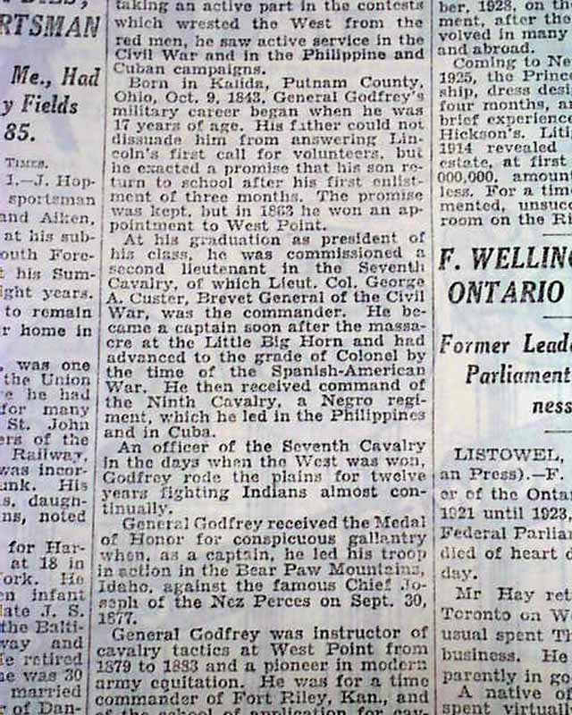 Custer's Massacre survivor death in 1932.... - RareNewspapers.com