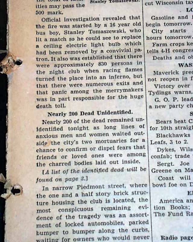 1942 Coconut Grove Club fire disaster... - RareNewspapers.com