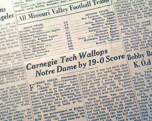 Carnegie Tech (Mellon)... Notre Dame Fighting Irish... - RareNewspapers.com