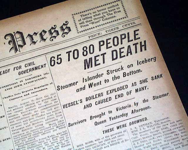 1901 SS Islander shipwreck.... - RareNewspapers.com