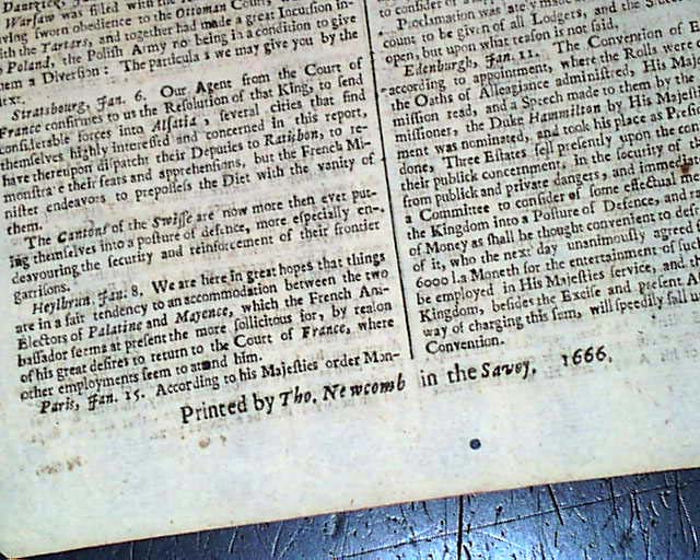 Genuine London Gazette newspaper from 1666... - RareNewspapers.com
