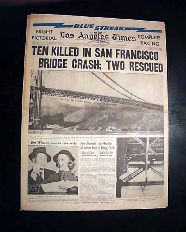 Dramatic front page of the Golden Gate Bridge disaster ...