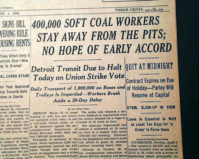 Bituminous coal miners' strike begins... - RareNewspapers.com