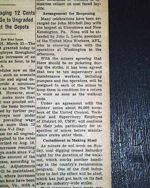 Bituminous coal miners' strike begins... - RareNewspapers.com