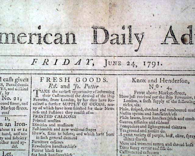 George Washington Southern Tour Visit In 1791.. - RareNewspapers.com
