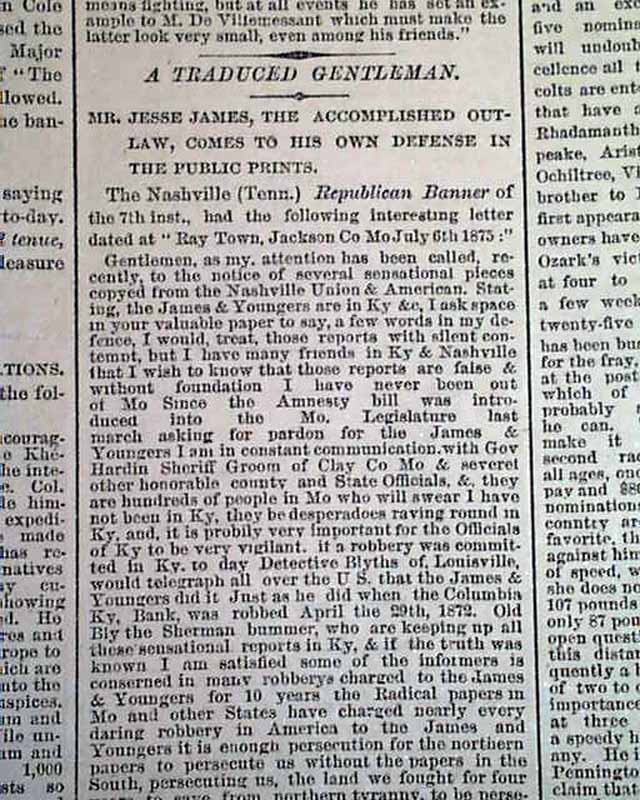 Jesse James comes to his own defense: lengthy letter signed by him ...