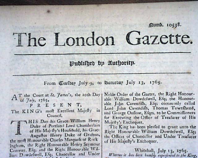 Rare Pre REVOLUTIONARY WAR 1765 Newspaper 18th Century - RareNewspapers.com