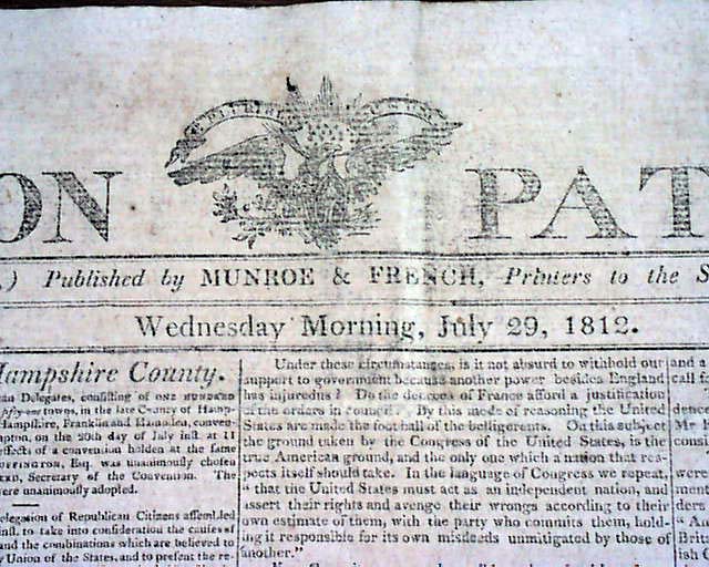 War Of 1812 U.S.S. Constitution Arrives... - RareNewspapers.com