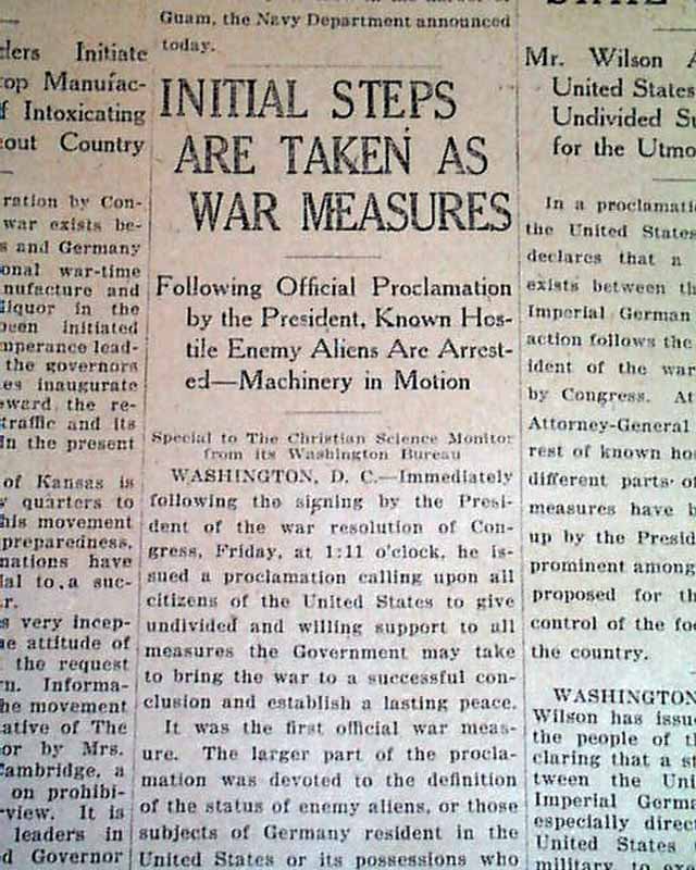 U.S. enters World War I... - RareNewspapers.com