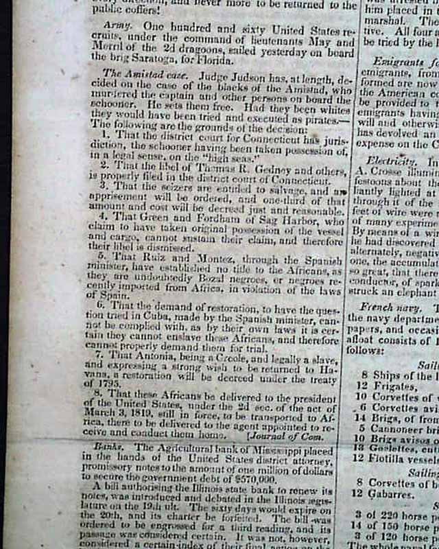The Supreme Court decides the Amistad case... - RareNewspapers.com