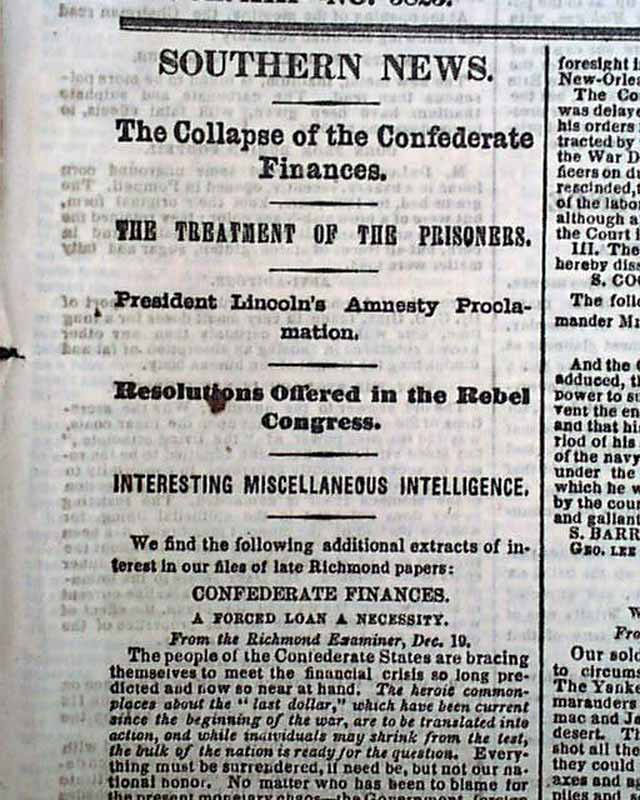 Lincoln's Amnesty Proclamation... Letter from Robert E. Lee ...