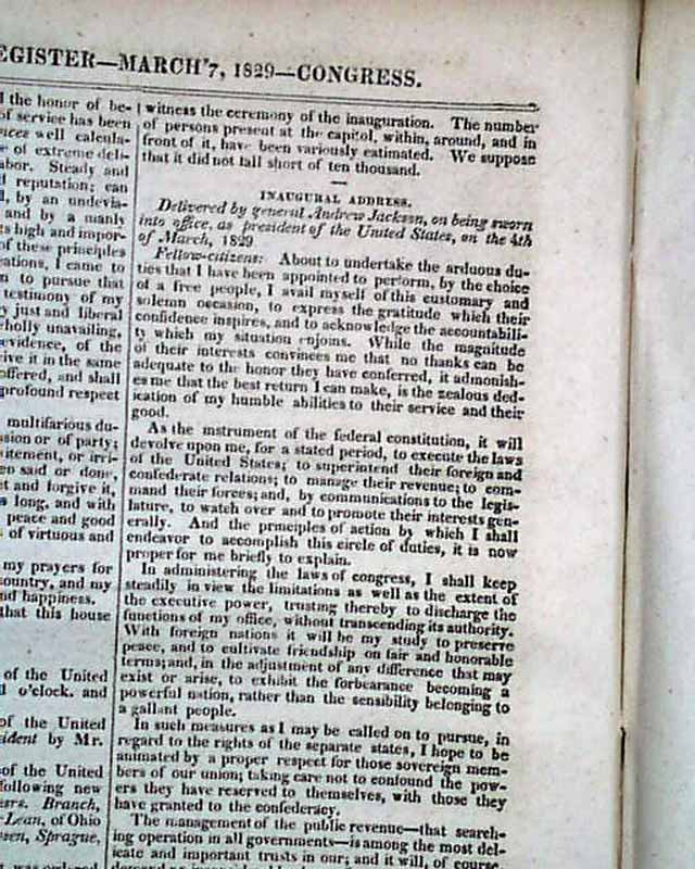 Inauguration Of Andrew Jackson... - RareNewspapers.com