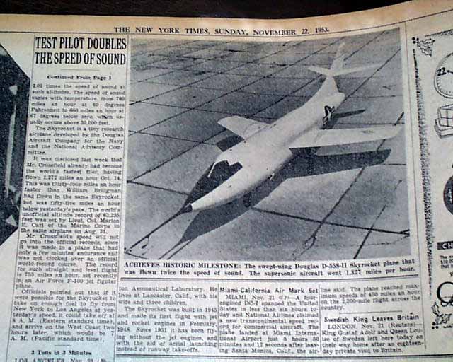 Scott Crossfield Flies Mach-2 In 1953... - RareNewspapers.com