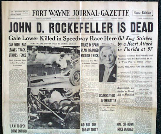 John D. Rockefeller Dies... Amelia Earhart Lands.. - RareNewspapers.com