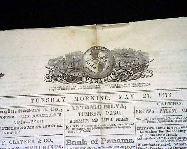 1873 Panama Newspaper... - RareNewspapers.com