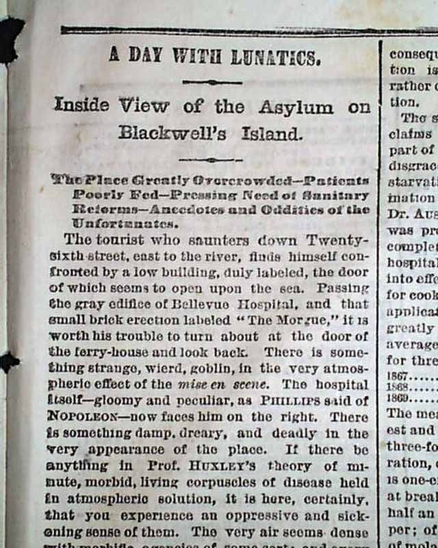 Blackwell's Island insane asylum... - RareNewspapers.com