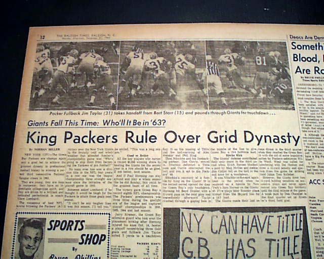 Green Bay Packers win 1962 NFL title..... - RareNewspapers.com