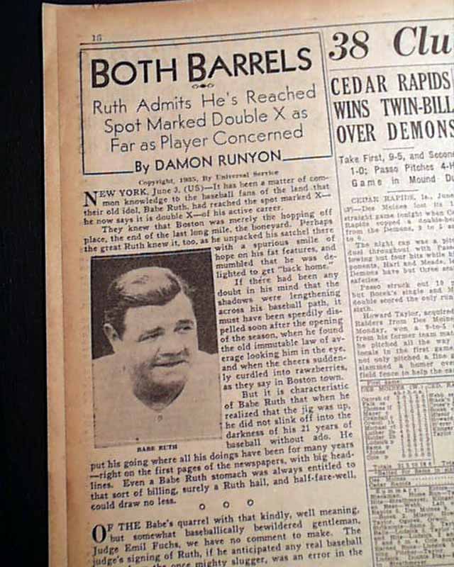 Babe Ruth retires... - RareNewspapers.com