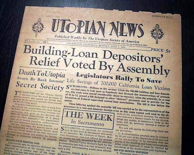 "Utopian" newspaper from the depths of the Depression ...